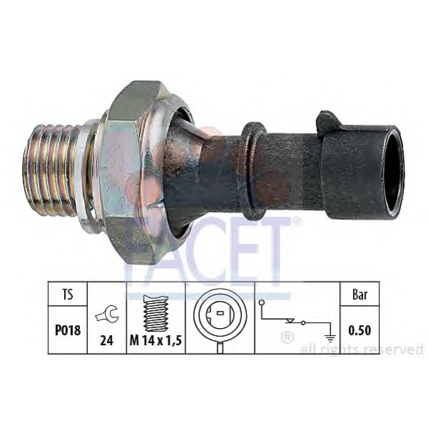 FACET 7.0069 (1252557 / 1252562 / 1252570) датчик давления масла\ Opel (Опель) Astra (Астра) / Omega (Омега) 1.4-3.6i