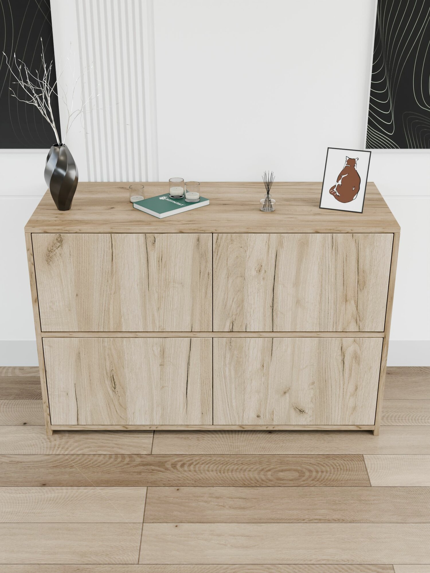 Изумлит Комод для белья и одежды Каллисто 100х66.8х40 см, дуб крафт серый