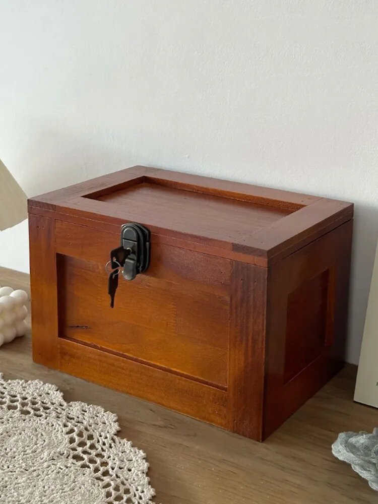 Шкатулка-комод деревянная коричневого цвета с замком и ключом, 1 шт. 30x19.5x19.5 см