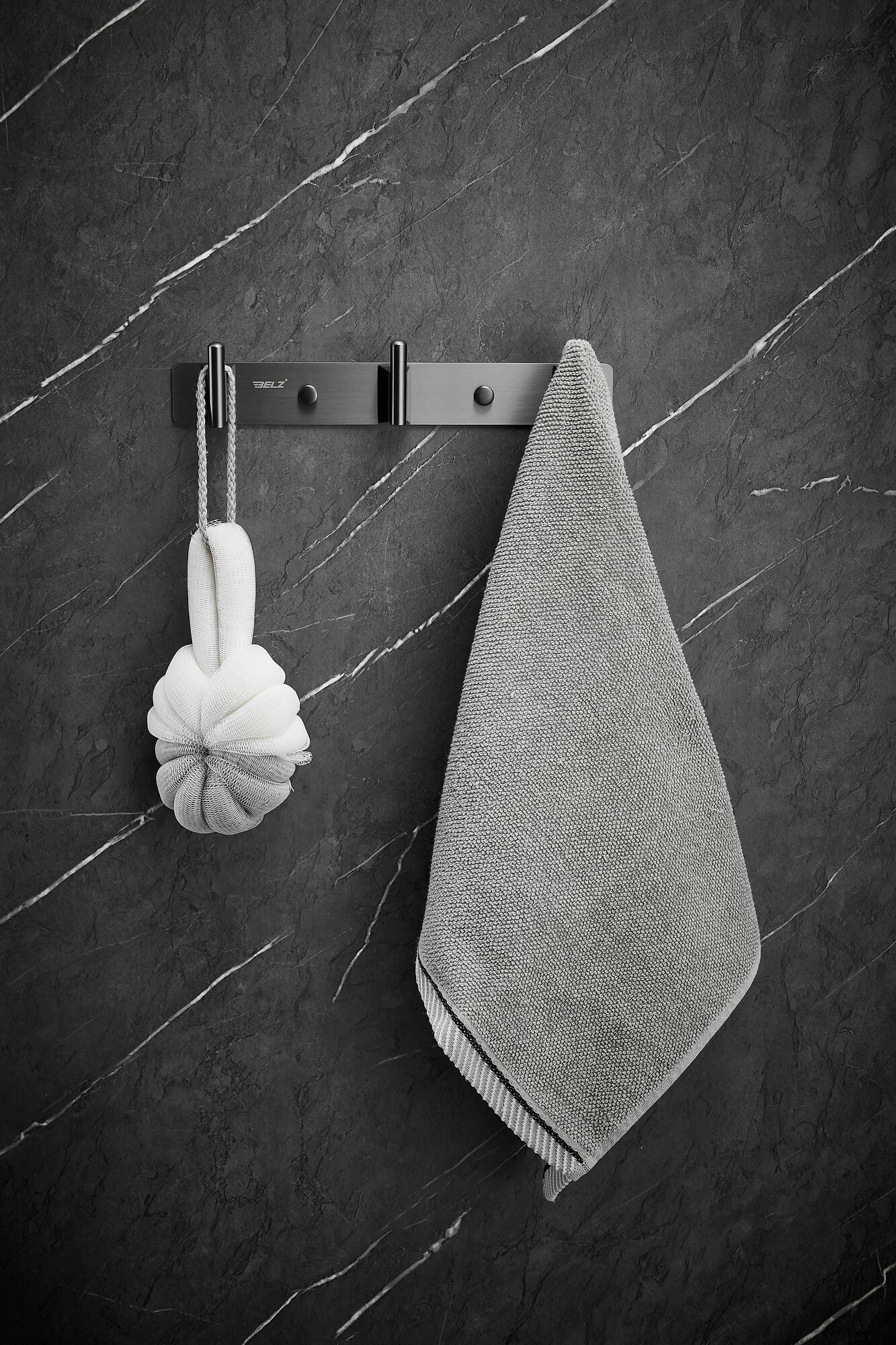 Вешалка в ванную для полотенец с 3 крючками из нержавеющей стали, серый BELZ B91215-3