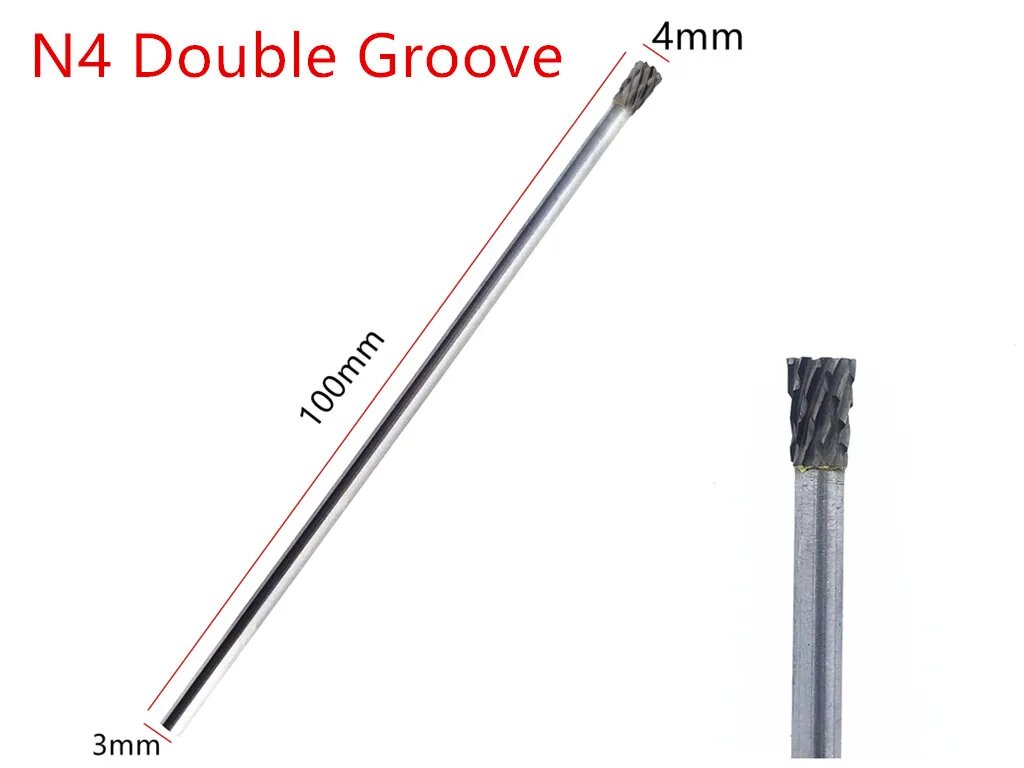 Борфрез Jrealmer 3x4x100 мм, N Double Groove