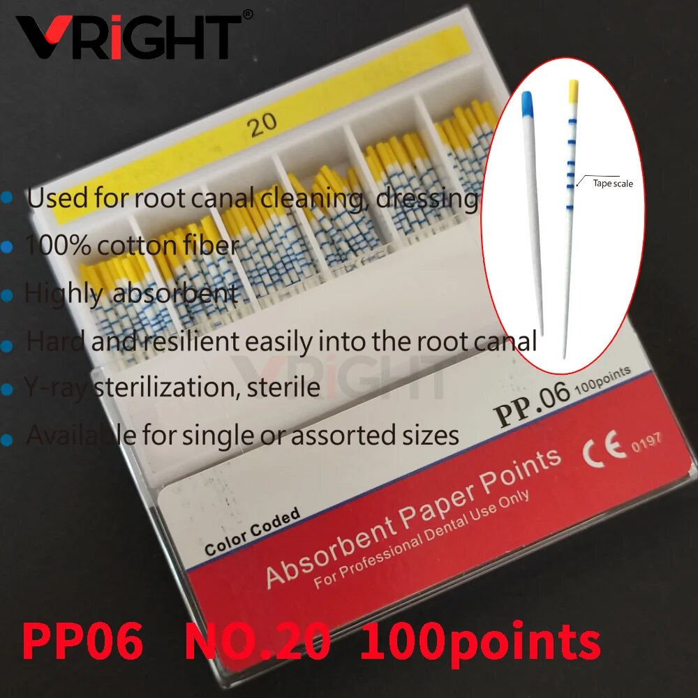 Бумажные эндодонтические конусы VRIGHT PP06 NO.20 100шт