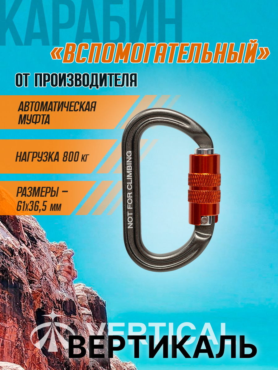 Карабин вспомогательный "Микрозамок" (microlock) овал автомат Вертикаль