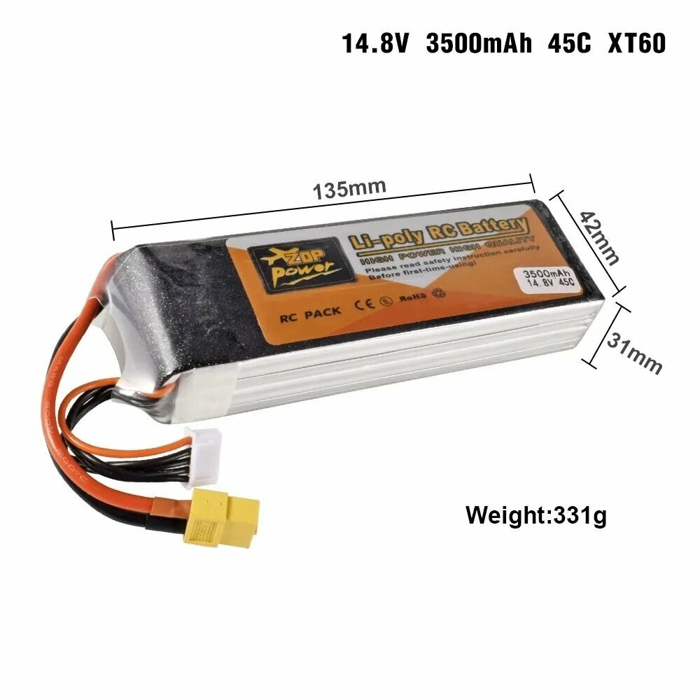 Аккумулятор 9IMOD 4S LiPo 14.8V 1800-6000mAh Высокие токи разряда 30C-45C Разъем XT60 Для RC машин, лодок и модельной техники