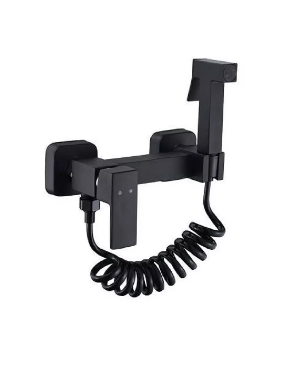 Смеситель для биде с гигиеническим душем черный матовый.