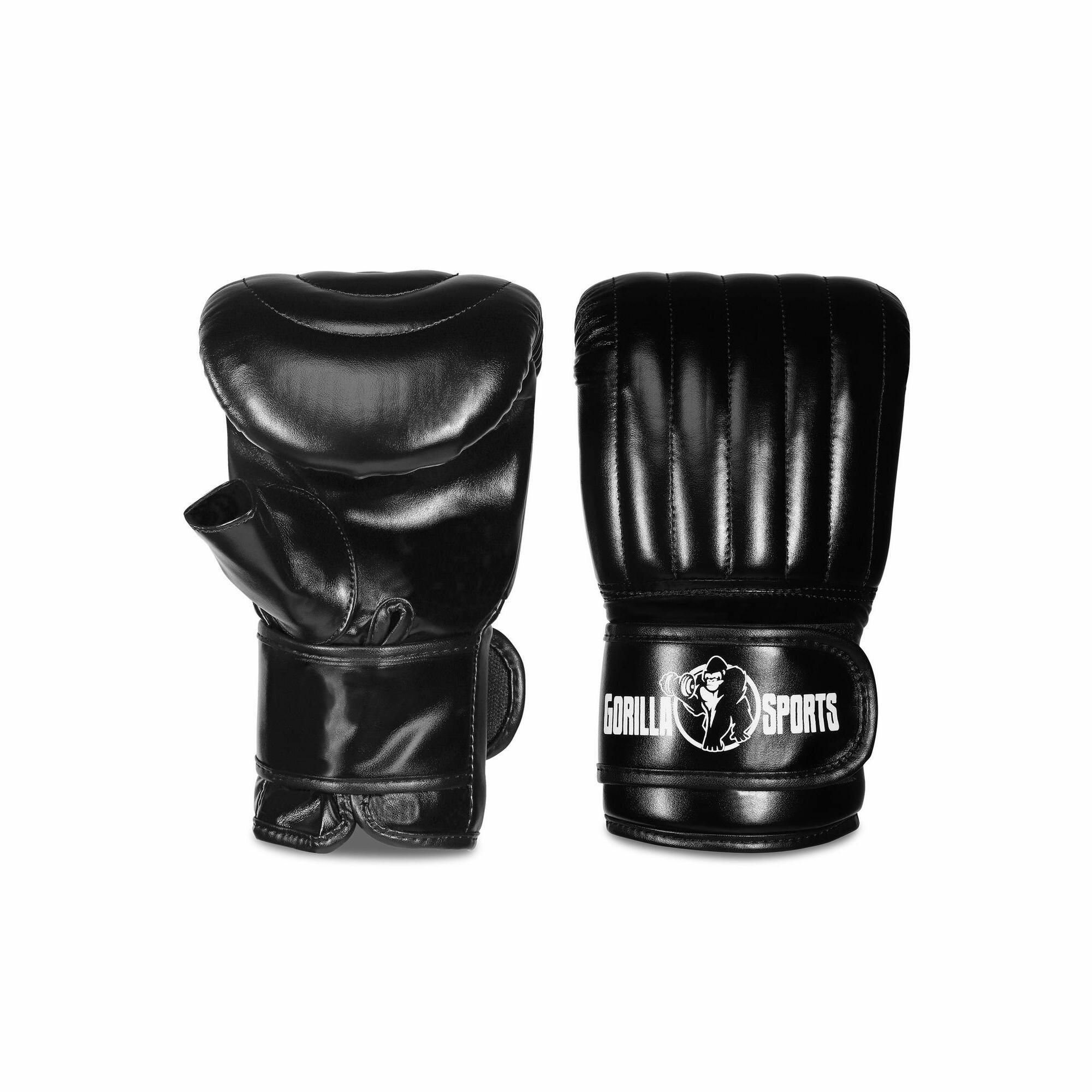 Боксерские перчатки без большого пальца Gorilla Sports, Decathlon, Цвет: Черный / Черный, Размер: M