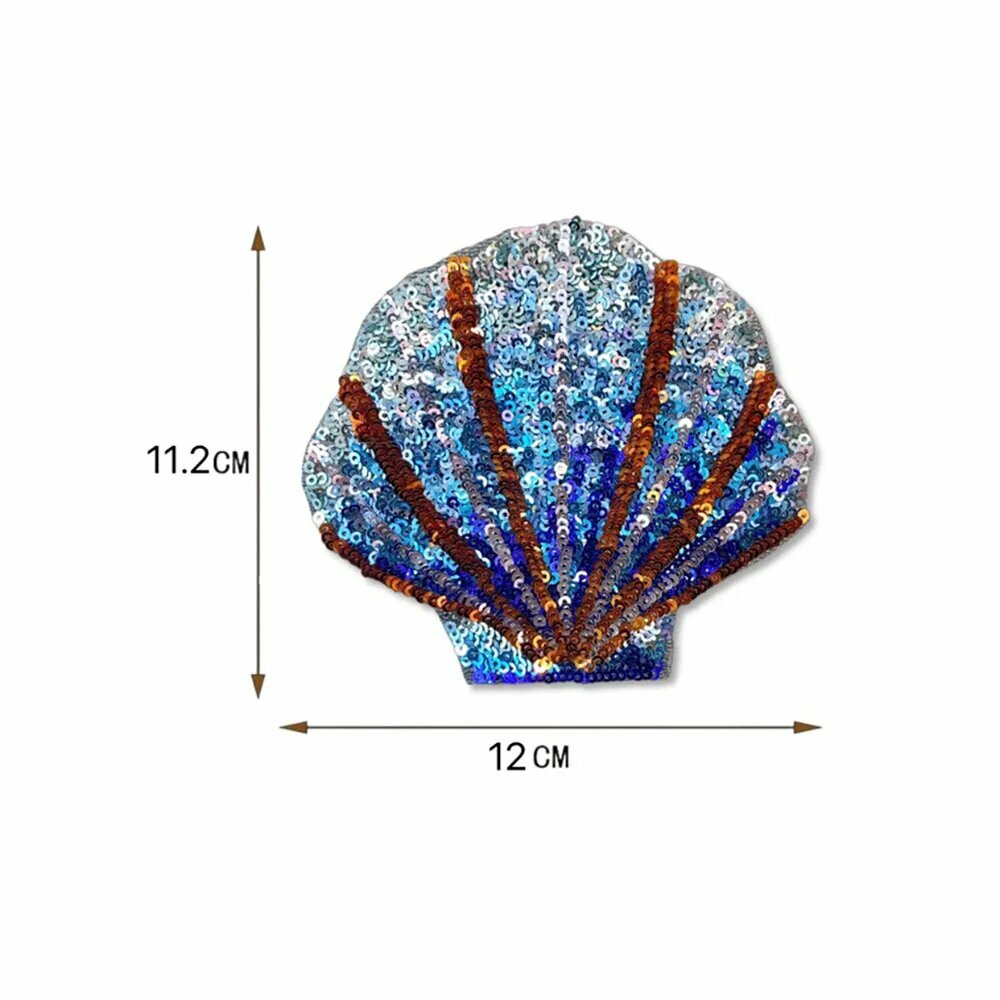 Нашивки AHYONNIEX синие с блестками и ракушками blue shell