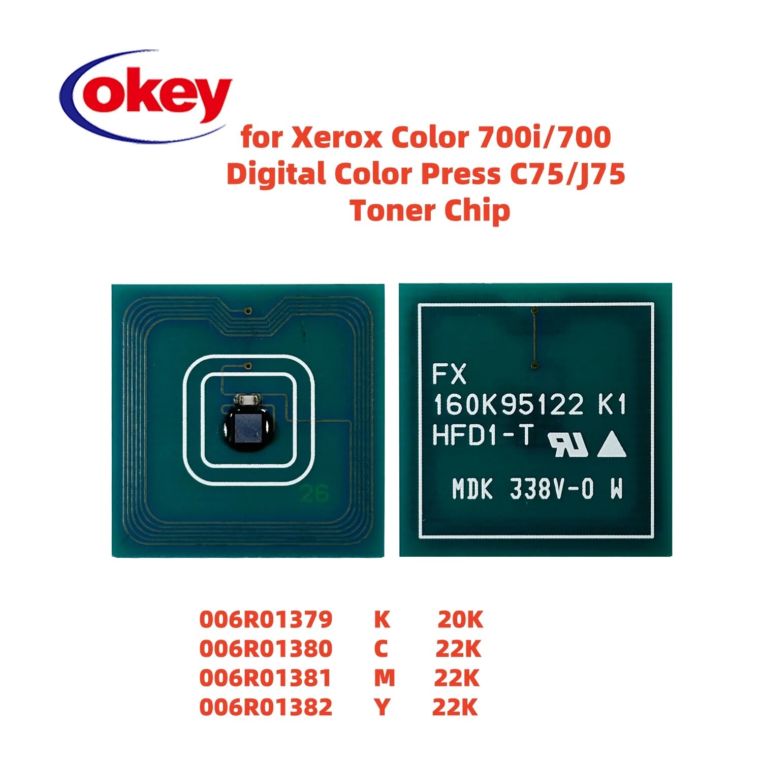 Тонер-чипы Cokey для Xerox DC 700/700i/J75/C75 CMYK 40pcs 006R01379-82