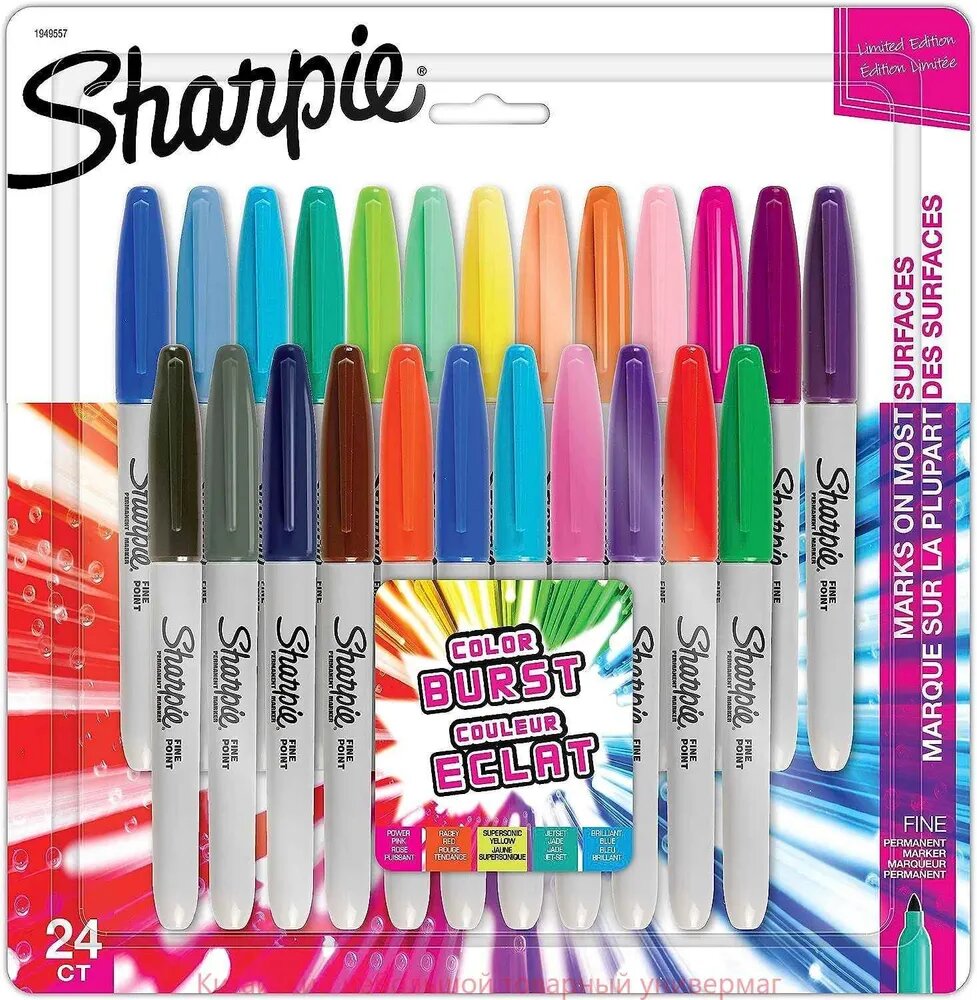 Sharpie Набор маркеров Масляный, толщина: 2 мм, 24 шт. для выделения текста, для граффити