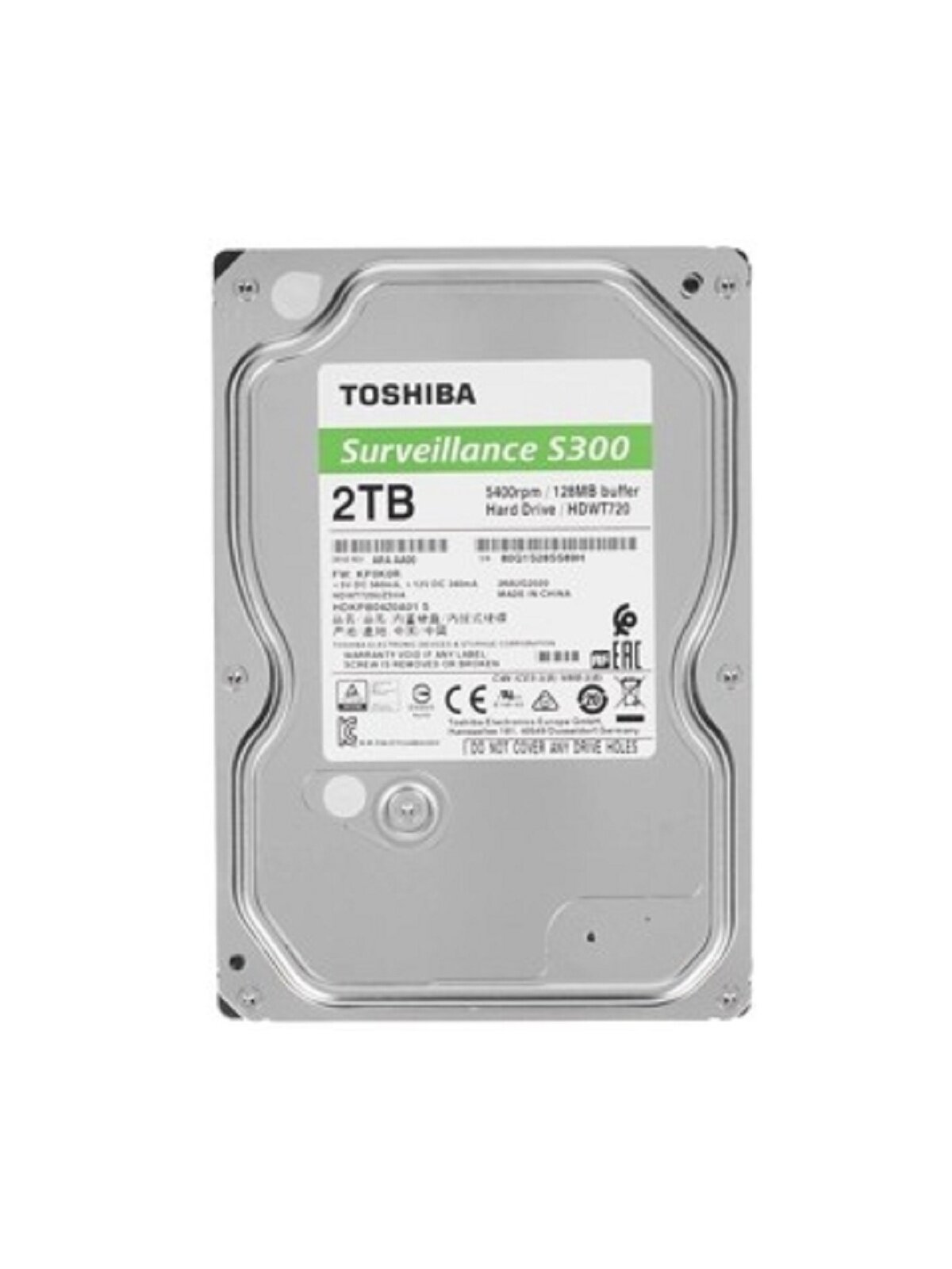 2TB Toshiba Surveillance S300 (HDWT720UZSVA/HDKPB04Z0A01) {SATA 6.0Gb/s, 5400 rpm, 128Mb buffer, 3.5" для видеонаблюдения}