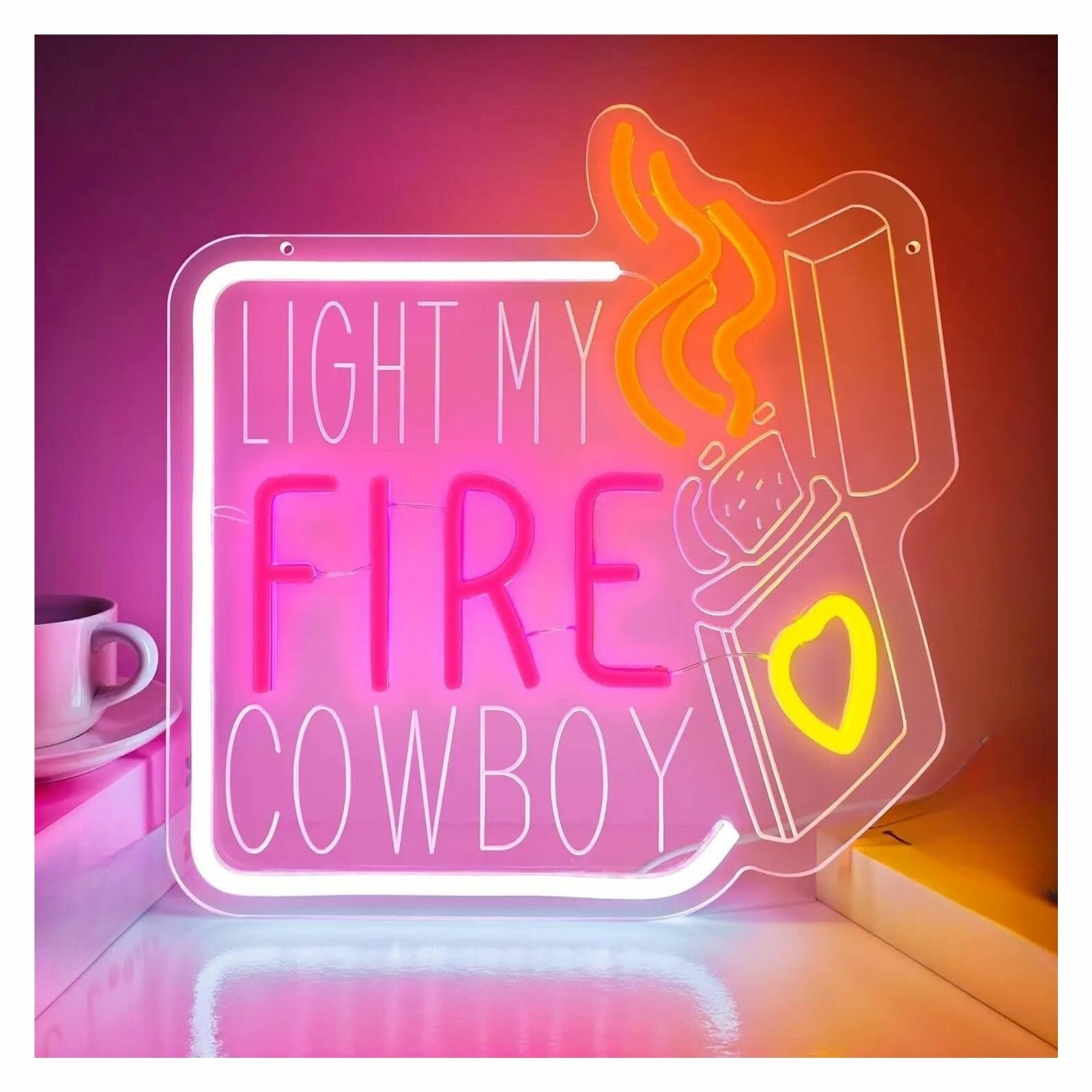 Light My Fire Cowboy Неоновая Вывеска 33смх34,5см