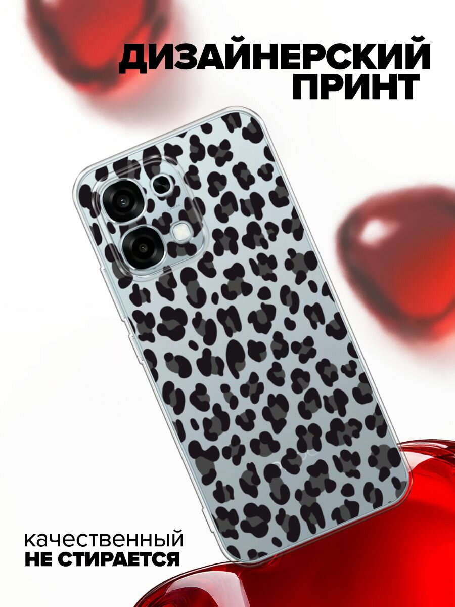 Чехол на Oppo A6 Pro / Оппо A6 Про с принтом Паттерн черный леопард — фото 1
