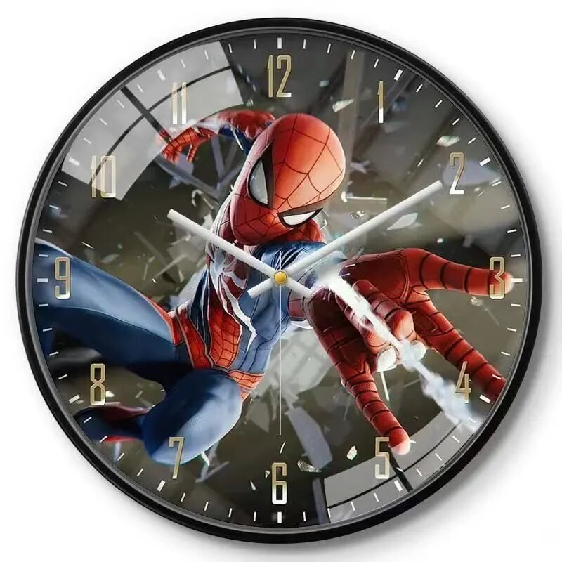 Настенные часы с изображением Человека-паука, круглые, 25.4 см х 25 см