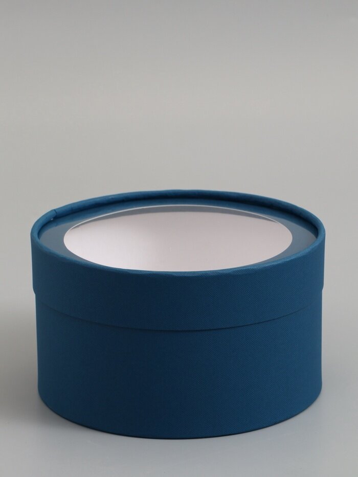 Подарочная коробка круглая, морской, завальцованная с окном, 18×10 см