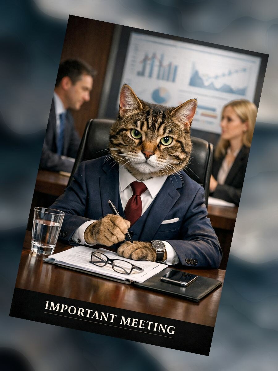 Постер "Кот-бизнесмен", 29.7х42см, А3, глянцевый