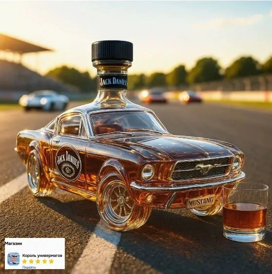Бутылка Jack Daniel's Mustang 0.3 л стеклянная для алкоголя, подарочная