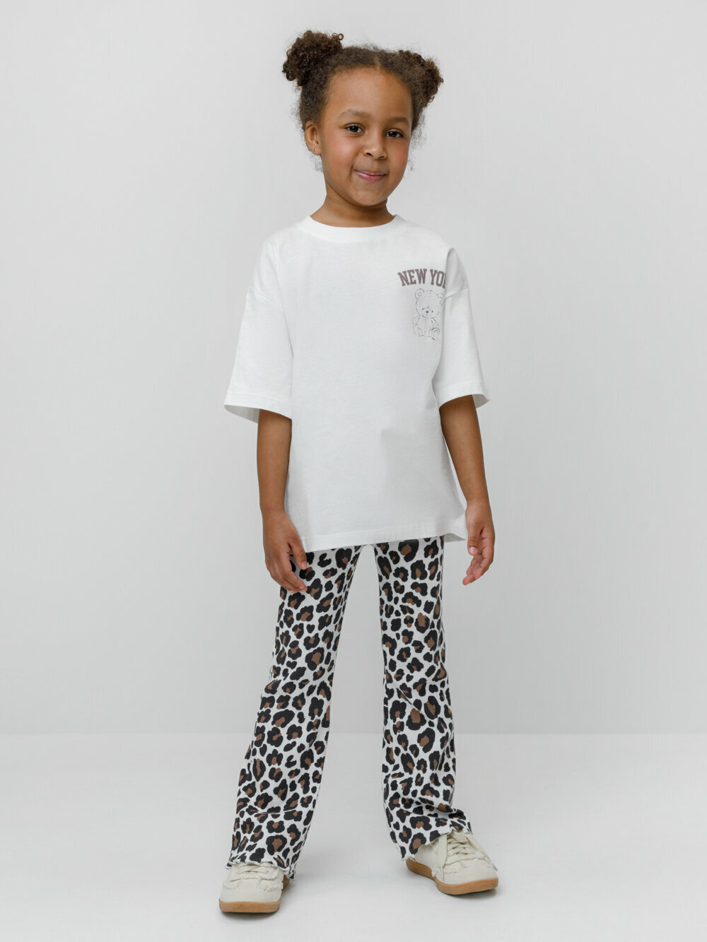 Брюки из трикотажа в рубчик для девочки