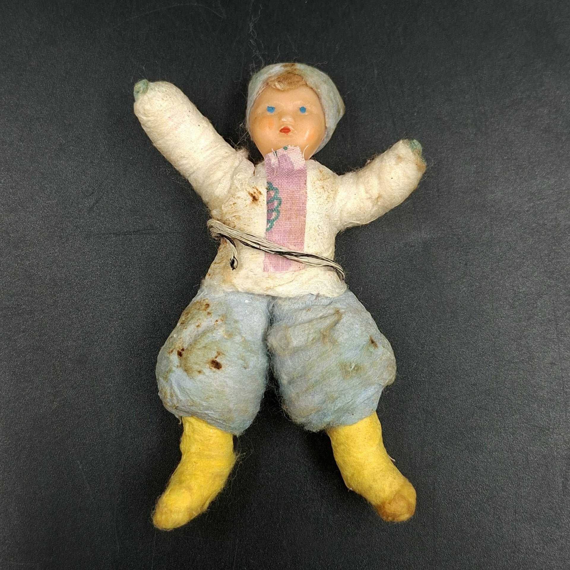 Игрушка ёлочная "Казачок", вата, пластик, роспись, клейстер, СССР, 1960-1980 гг.