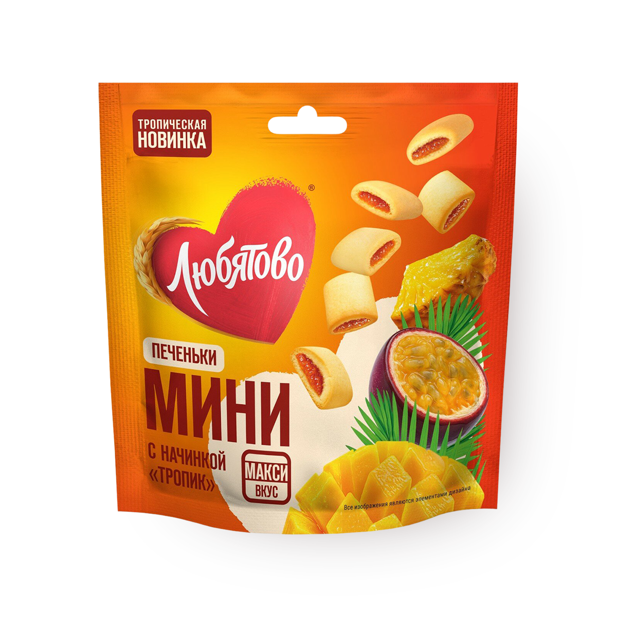 Печенье сдобное мини «Любятово» с начинкой Тропик