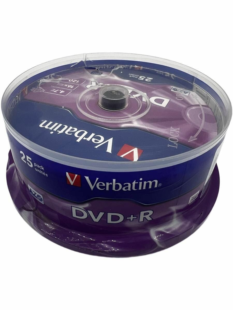 Диски для записи Verbatim DVD+R 25 шт, 16Х/4,7Gb/120min