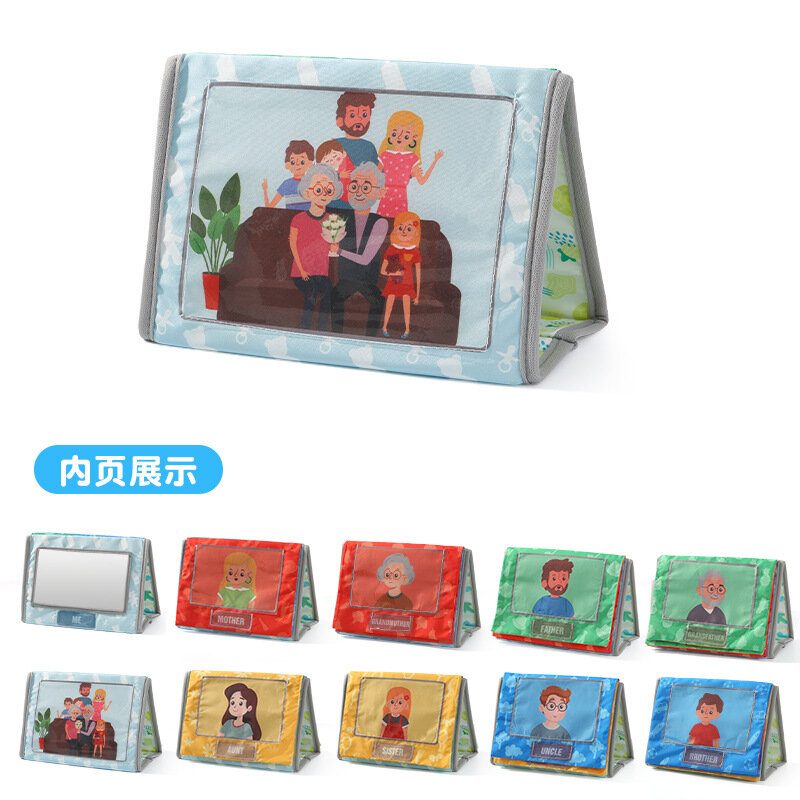 Тканевый календарь-книжка для младенцев 0-1 года, для тренировки поднятия головы новорожденных, черно-белое изображение, веселое зеркальце, развитие цветового восприятия у ребенка, разрывная.