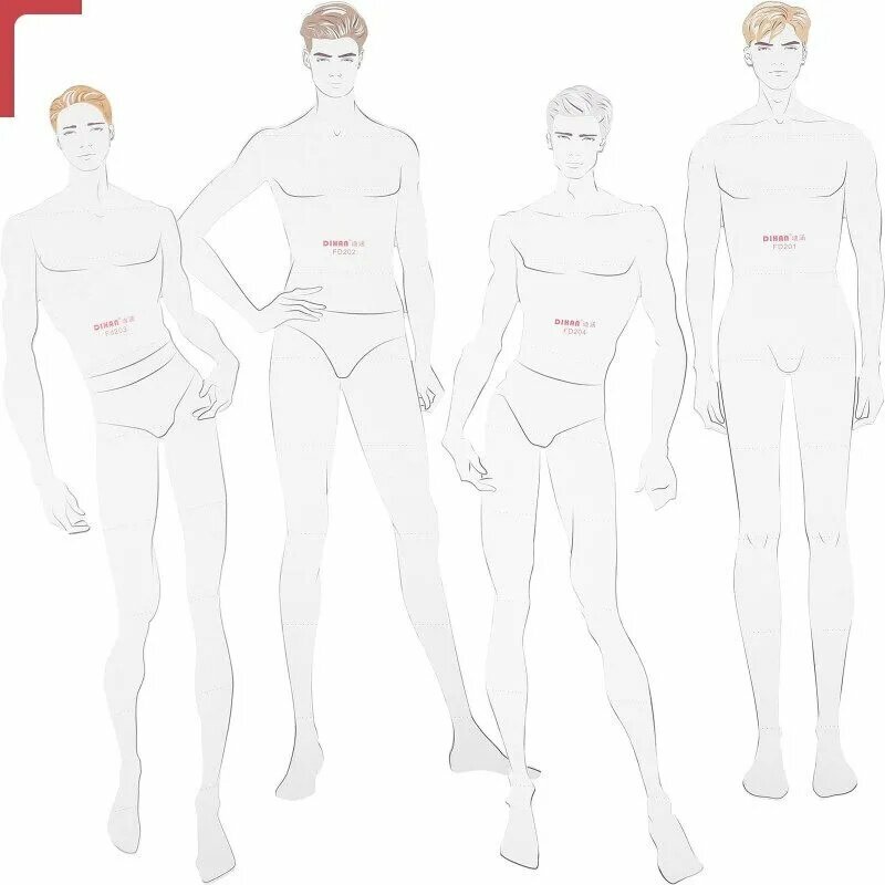 4 шт. Модный манекен-линейка, мужской шаблон кривой, набор линеек, человеческий прототип, шаблон линейки