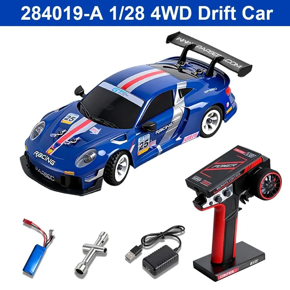 Wltoys, радиоуправляемый дрифт-кар 1/28 модели 284191/284019-A, скорость 30 км/ч, полный привод, гироскоп для стабильности, дальность 100 м.