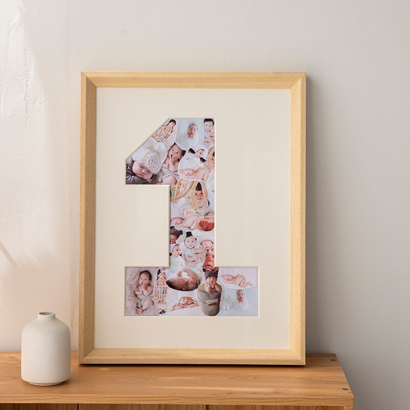 Фоторамка на годовщину, сделанная на заказ для первого дня рождения ребенка, цифровая фоторамка, для записи роста, настенная, с премиальным дизайном.
