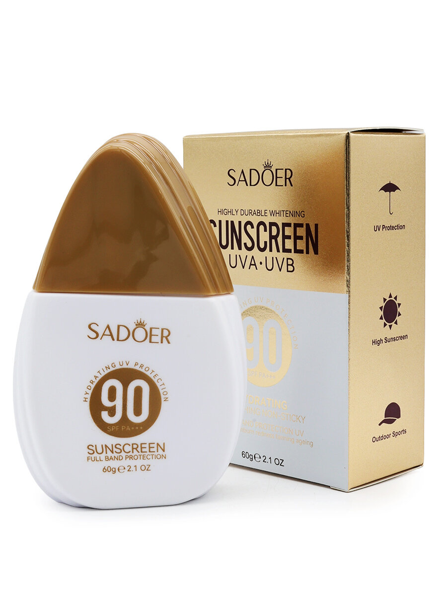 Sadoer Солнцезащитный водостойкий крем для лица и тела Sunscreen Full Band Protection SPF 90+ PA+++, 60 г