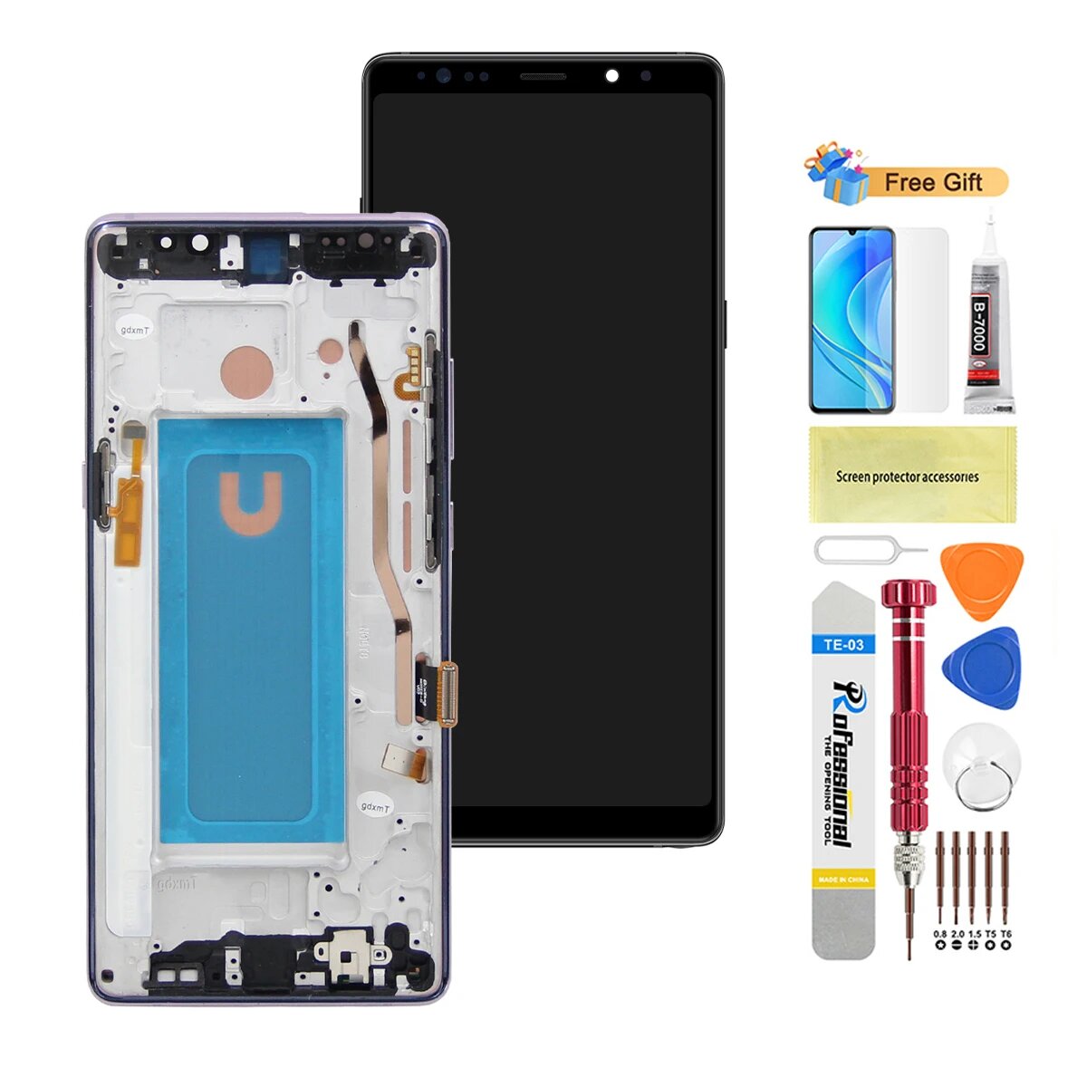 TFT note8 Экран для Samsung Note8 N950F N950U N950W N950FD ЖК-дисплей с цифровым Purple With Frame