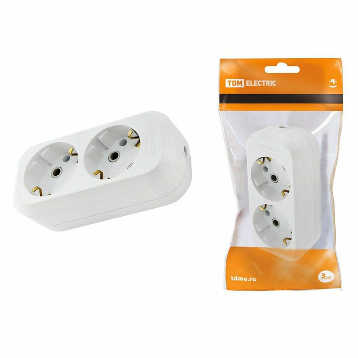 Корпус удлинителя Tdm electric 2 розетки, с заземлением, 16А белый (SQ1806-0015)