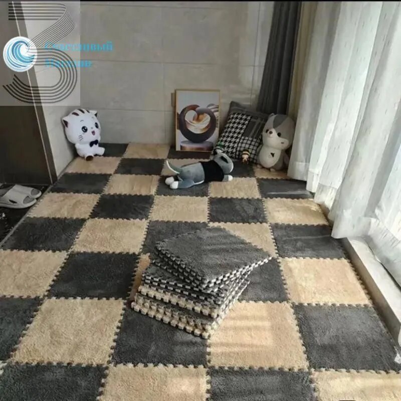 Коврик-пазл XL для детей 10 штук, текстиль, 30х30 см, развивающий, для дома и игр