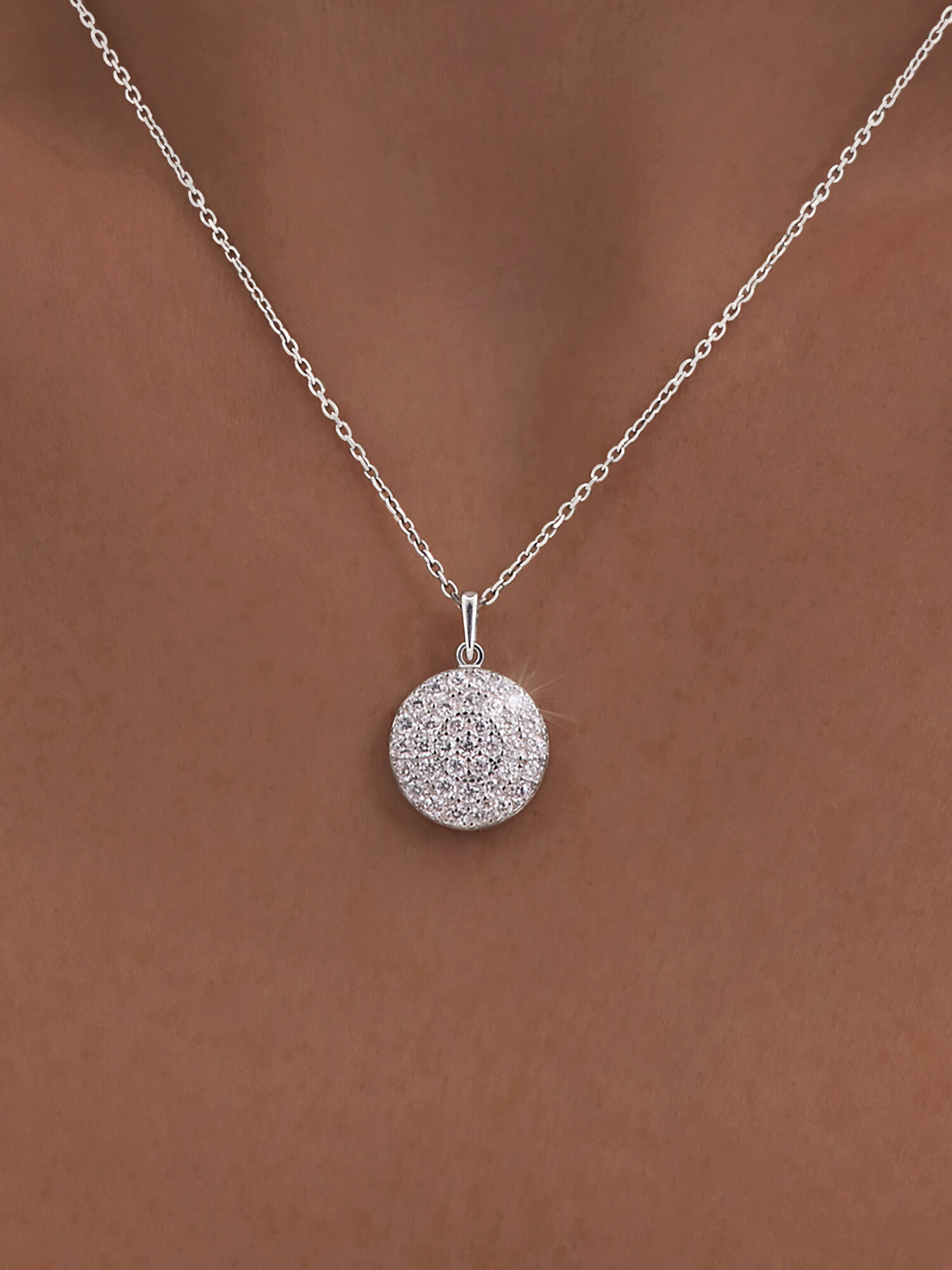 Подвеска, серебро, 925 проба, родирование, фианит