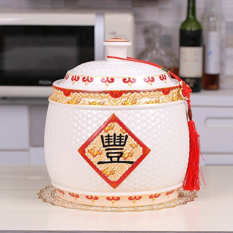 Цзиндэчжэнь, Цзянси, керамическая банка для риса, емкость для риса на 5 фунтов, ящик для хранения риса, герметичная банка, банка для солений, банка для лапши, ящик для круп и риса.