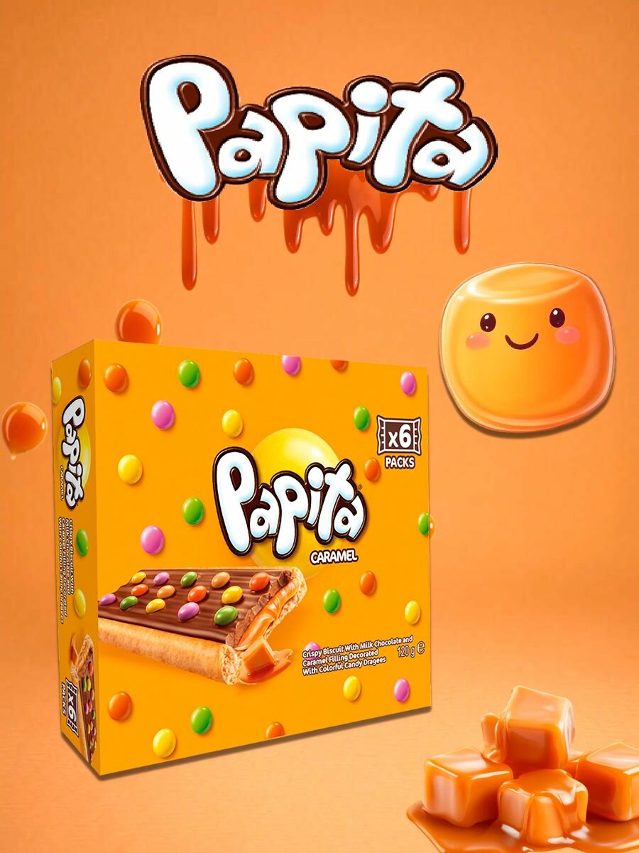 Papita печенье с карамелью, шоколадом и драже 24шт х 33гр