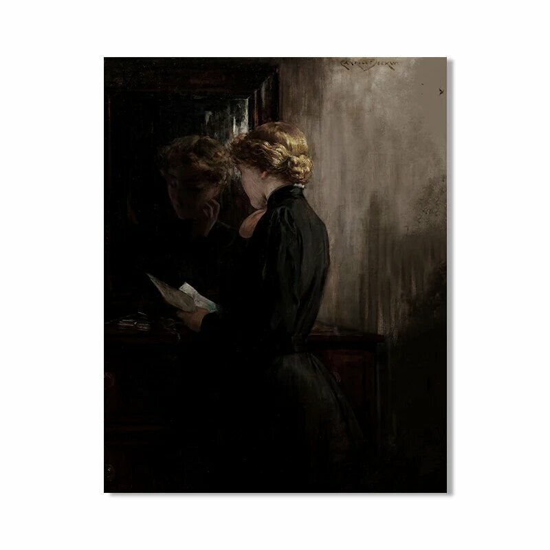 Живопись "Женщина читает" на холсте, 13x18 см, APB23094, без рамы