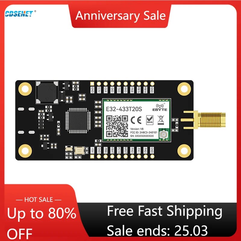433 МГц UART Lora RF-трансивер Комплект для разработки автономного тестирования OLED-дисплей CDSENET E32-433TBL-SC 20 дБм на большие расстояния с антенной
