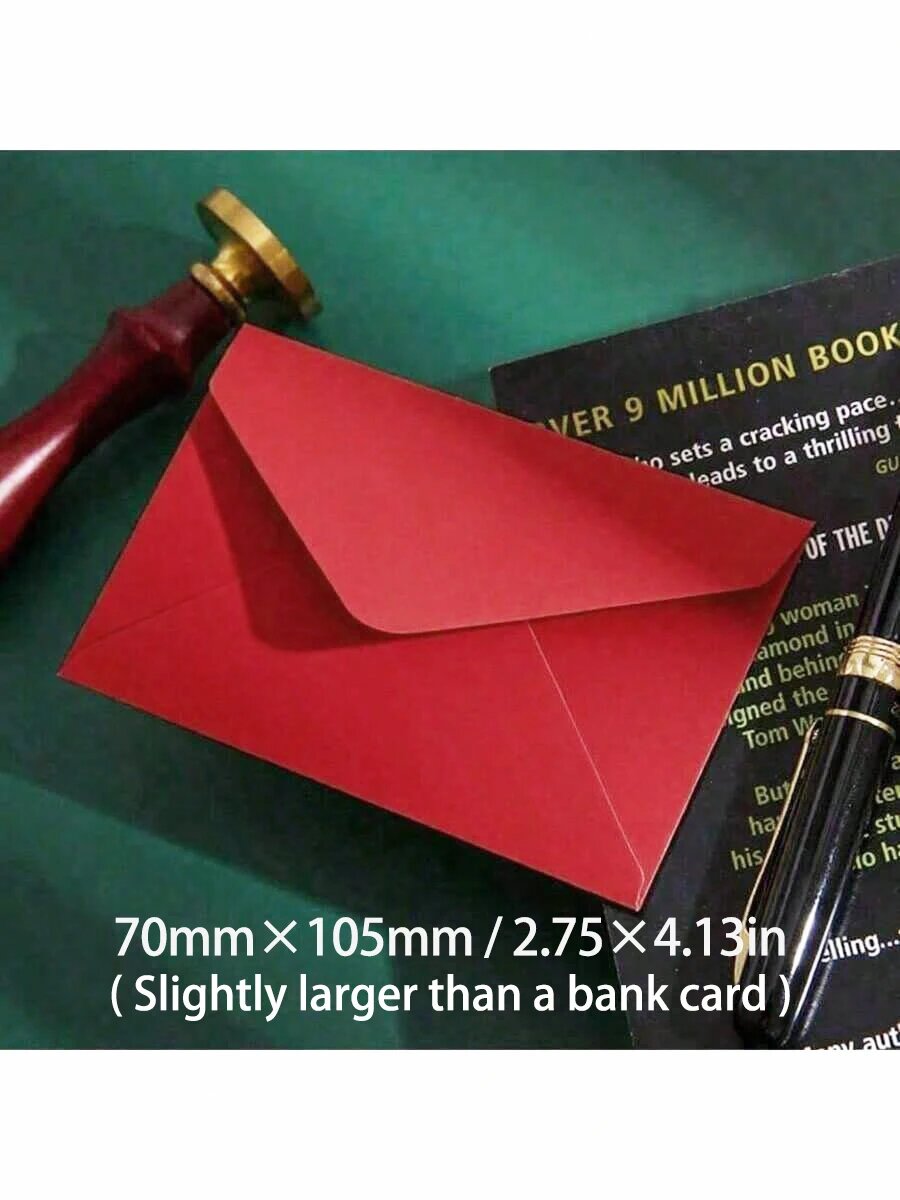 Мини-конверты из крафт-бумаги, квадратные, 10,5x7 см Red-50pcs