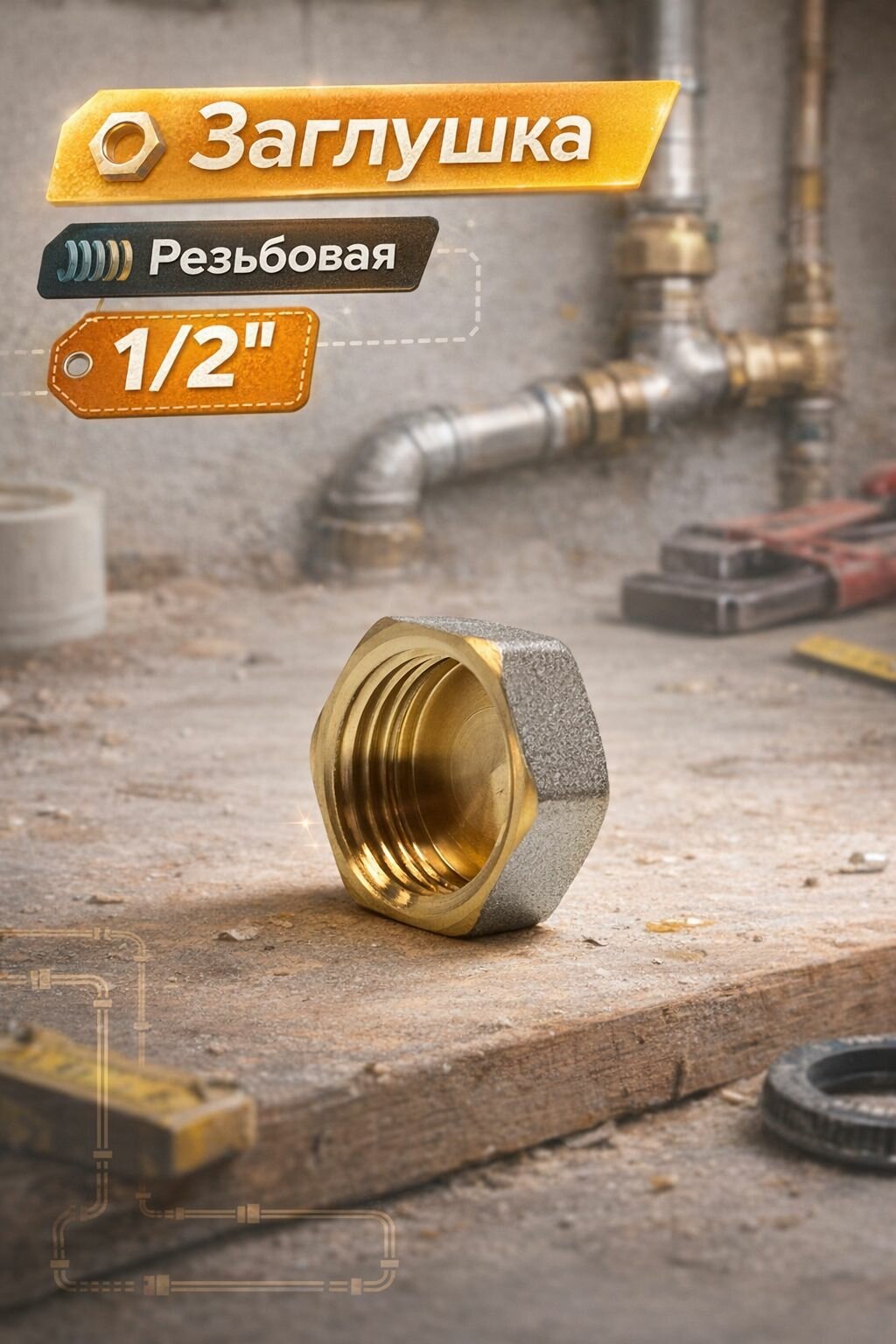 Заглушка резьбовая для трубы 1/2