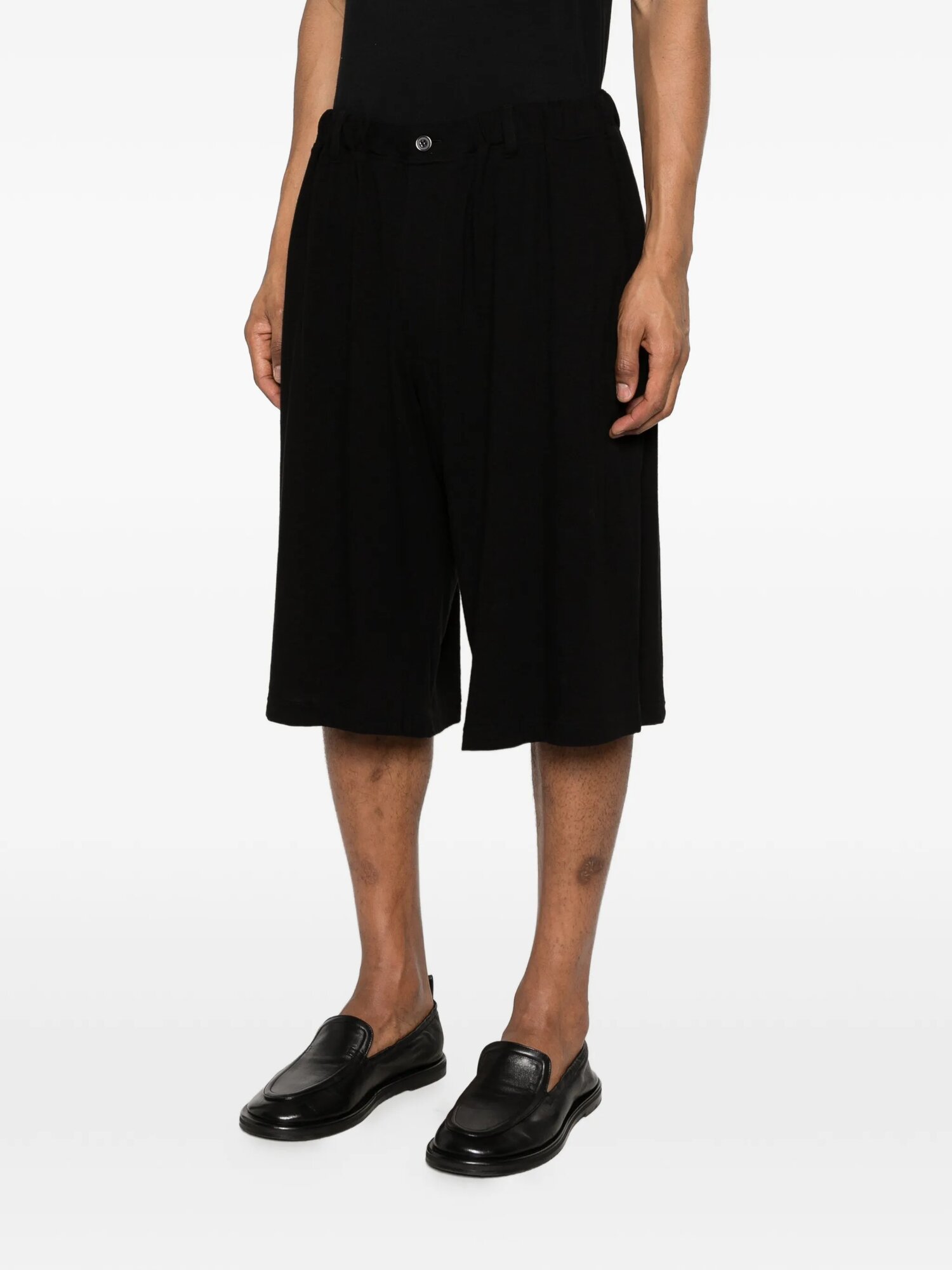Шорты Yohji Yamamoto Elasticated-waistband shorts, размер 3, black/black — фото 1
