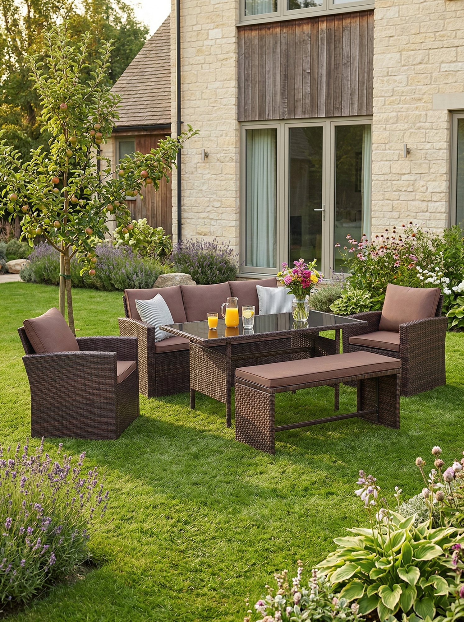 Комплект мебели Римини-7, классик из искусственного ротанга, шоколад