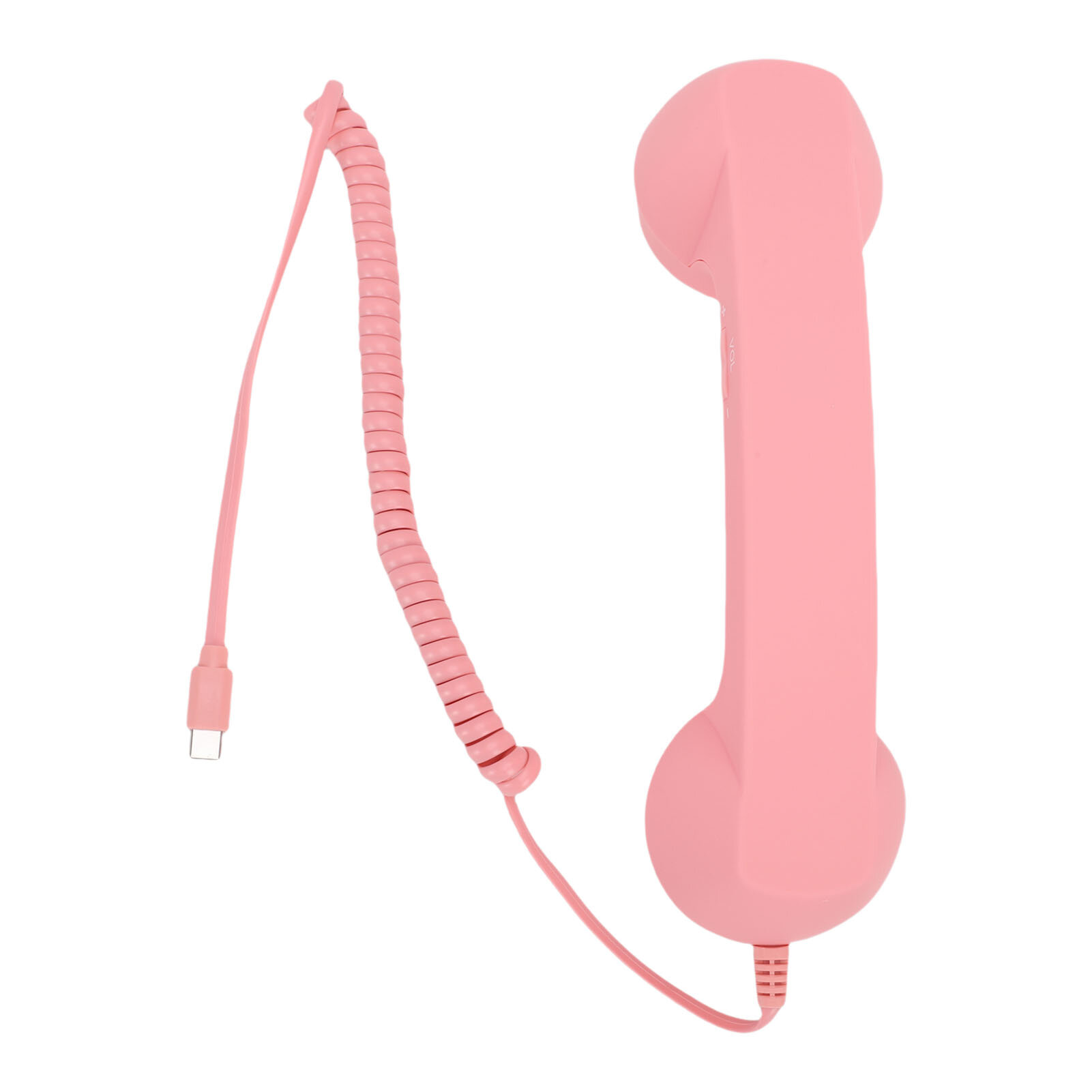 Ретро телефонная трубка типа C, винтажный проводной разъем, портативный приемник сотового телефона с динамиком и микрофоном для сотовых мобильных видеоконференций, звонков, встреч, розовый