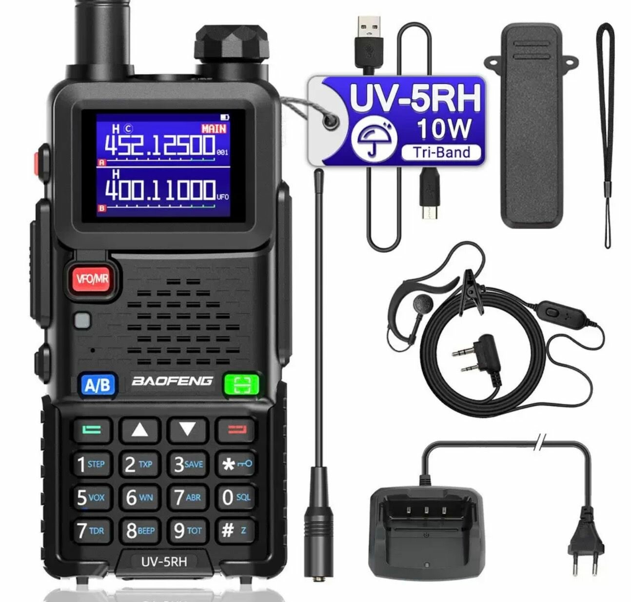 Рация (радиостанция) Baofeng UV-5RH 10W (3 режима мощности) c разъемом Type-C