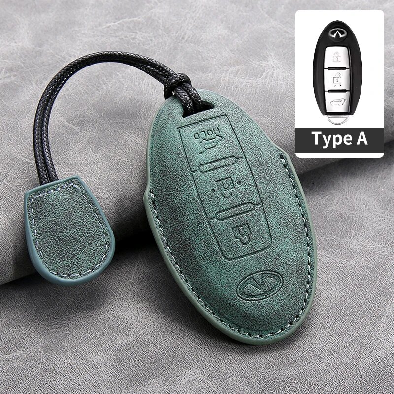 Кожаный чехол для ключей Infiniti A-green с Key rope