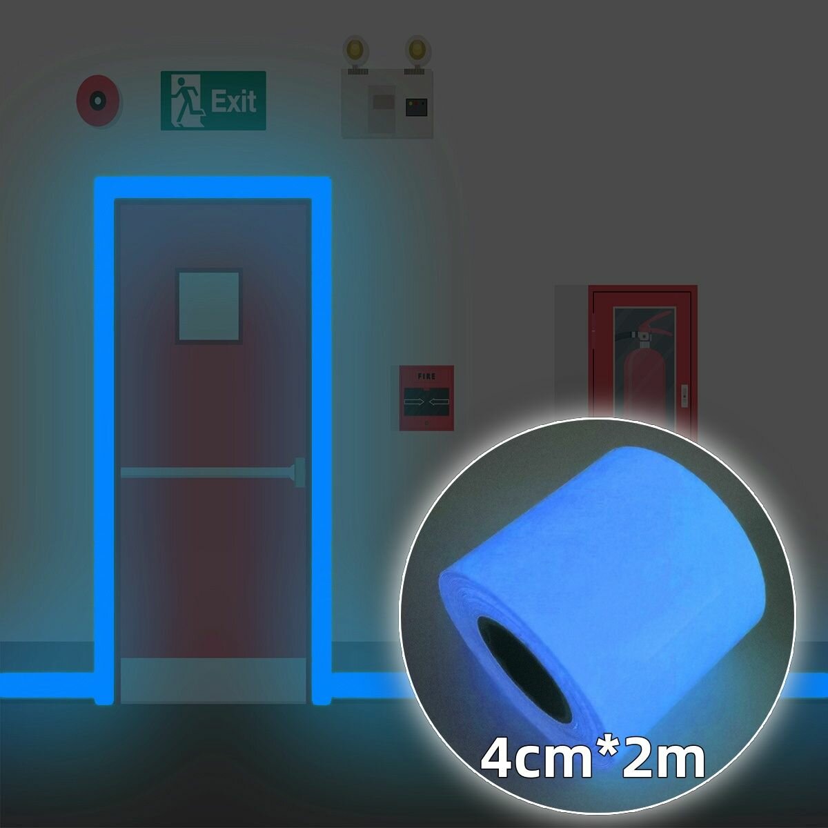 Фотолюминесцентная самоклеящаяся лента длина 2м, ширина 4см.