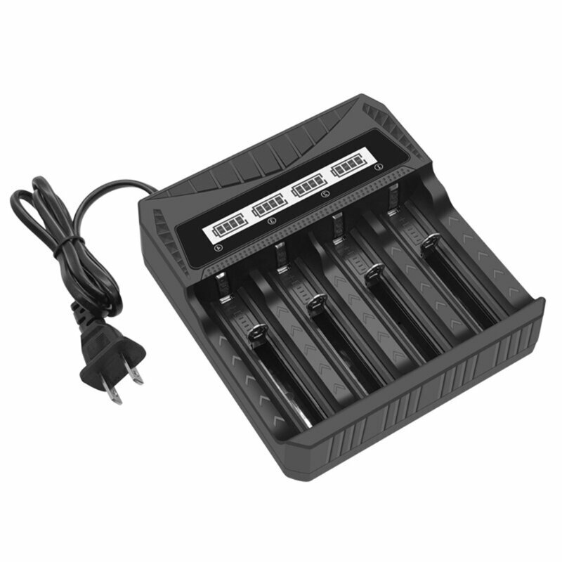Док-станция с 4 Слотами Зарядного устройства для Аккумуляторов 2A 3A 18650 21700 с Интеллектуальным Входом Системы Обнаружения