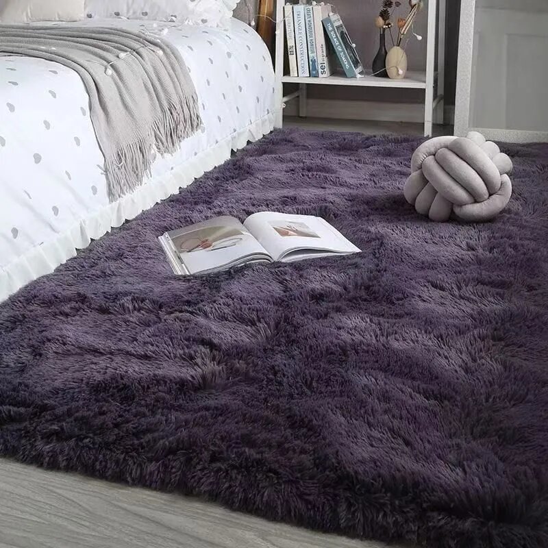 Ковер 160x230 см с длинным ворсом, фиолетовый, для гостиной и спальни, мягкий, современный дизайн — фото 1