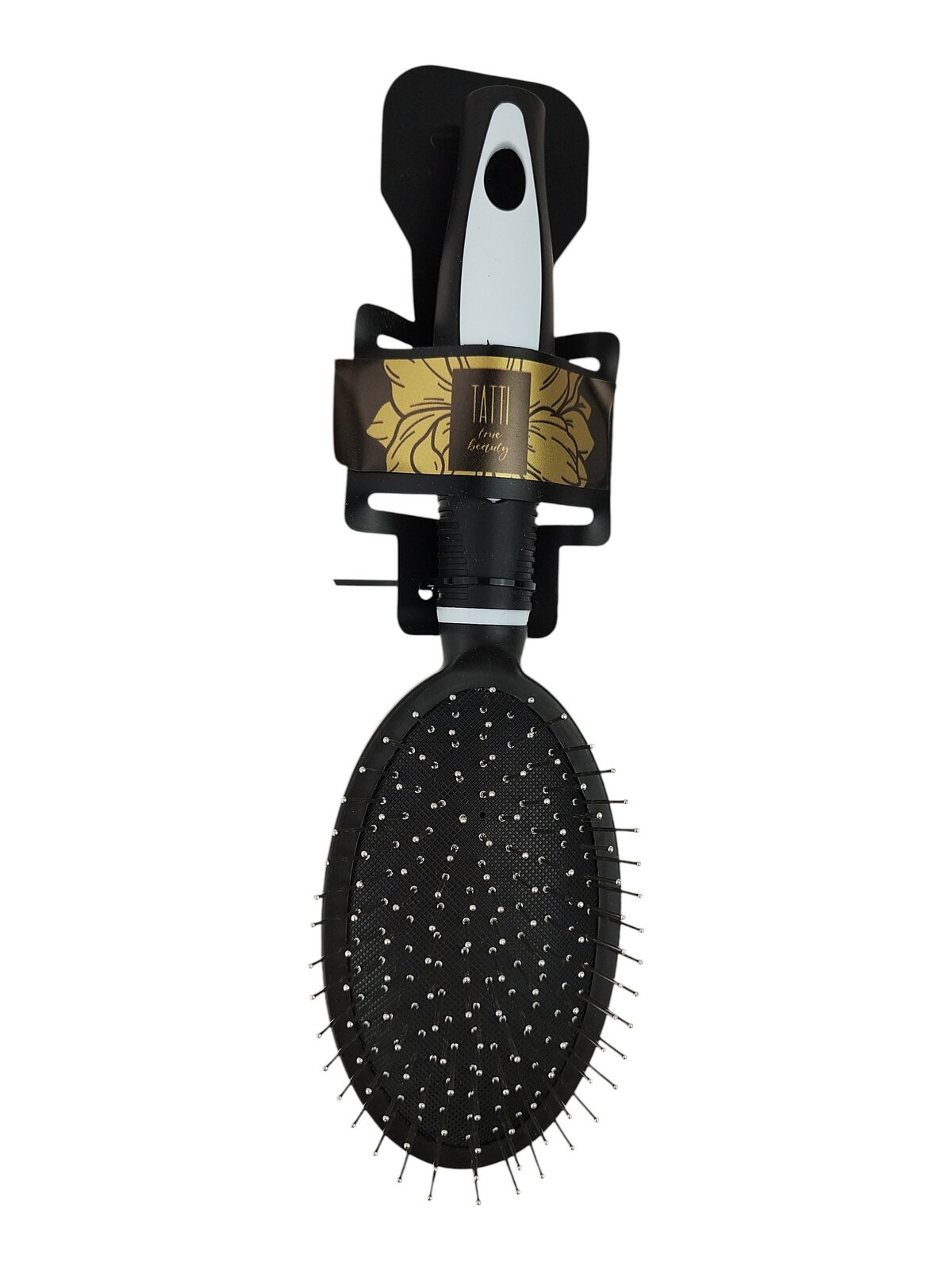 Расческа массажная Tatti, овальная, черная с серебром
