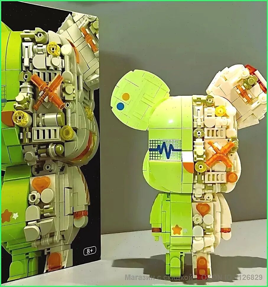 Конструктор 3Д JAKI POP Кибер мишка, 546 деталей - JK6250-3. Зеленый конструктор для сборки