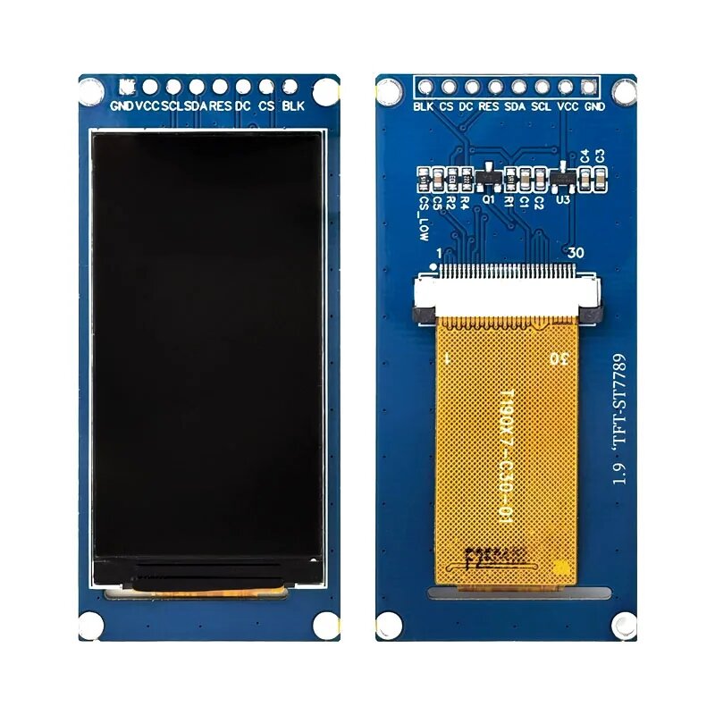 Дисплей TFT LCD 1.9" ST7789, 170x320, 8-pin Solder Pin